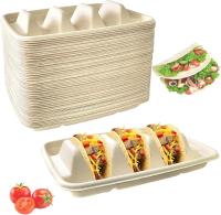 Quality Disposable Biodegradable Sugarcane Bagasse TACO Box Corn Starch TACO Tray With for sale