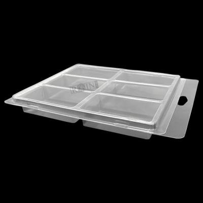 China Customized Disposable Plastic PET PVC Blister Clamshell Packaging For Electronic Component 6 Compartment Rectangle Clear Jewelry Clamshell Packaging for sale