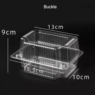 China Transparent Vegetable Box Disposable Fruit PET Box Clamshell Hinge Salad Pastry Takeaway Box No Hole With Lid for sale
