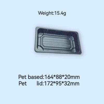 China Disposable food grade PET rectangular plastic sushi tray with lid for sale