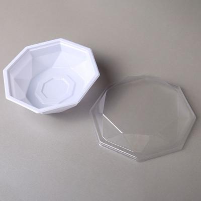 China Aangepaste achthoekige PET witte plastic thermoform tiramisu kaas pudding cake container met deksel Te koop