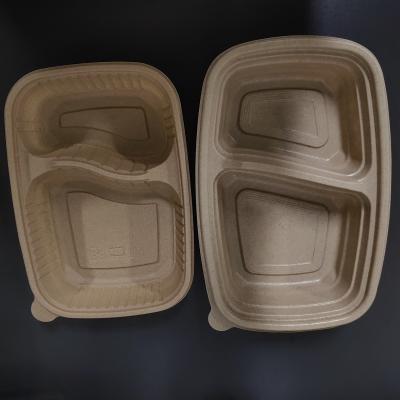 Cina 800 ml Scartatore di polpa di polpa di fibra di riso a portata di mano Contenitore alimentare multicamera ecologico con coperchio in vendita