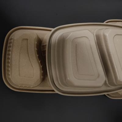 Cina 800 ml Scartatore di polpa di polpa di fibra di riso a portata di mano Contenitore alimentare multicamera ecologico con coperchio in vendita