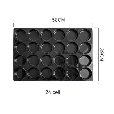 중국 사용자 정의 공장 일회용 검은 24 구멍 직사각형 과일 선반 디스플레이 트레이 과일 배열 트레이 판매용