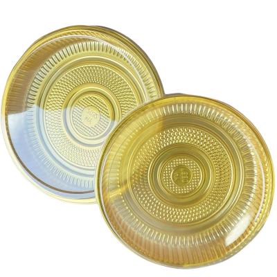 China Customized disposable vacuum formed PP golden circular mooncake pizza tray supplier for sale