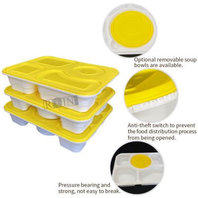 China 4 5 6 Sections Food Grade Meal Takeout Container Plastic Food Packaging with Soup Bowl for sale