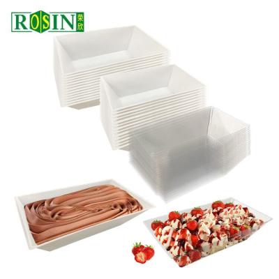 China Customized disposable plastic PET food grade white/transparent trapezoidal ice cream container for sale