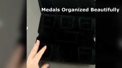 6 grid flocking black medal holder display case