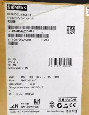 Cina 75kW Siemens Frequency Converter / 6SE6440-2AD37-5FA1 con filtro di livello in vendita