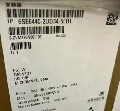 Cina R2S3 6SE6440-2UD34-5FB1 55kW Micromaster 440 Converter di frequenza in vendita