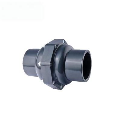 China Customized gray color DIN standard 1.0Mpa DN65 PVC swing check valve with socket ends for sale