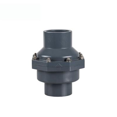 China 6 inch gray color DIN standard 1.0Mpa PVC swing check valve with epdm seals and socket ends for pumping system for sale