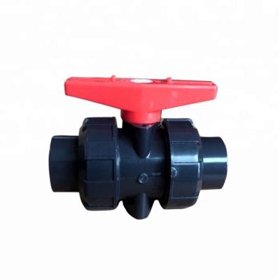 China OD32mm Gray color Plastic PVC True Double Union Ball Valve for Water Supply for sale