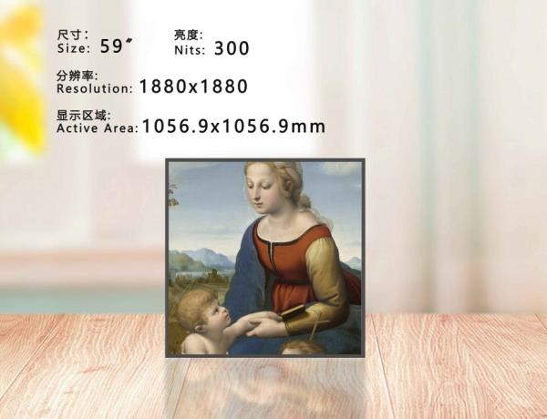 Quality 59-inch cutting screen, irregular screen, 1880*1880, brightness 300, smart supermarket shelf screen, wall-mounted advertising machine, square screen display unit, application exhibition, beauty shelf for sale