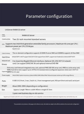 Cina UniServer R4900G5 2U Rack Server con Xeon CPU 64GB DDR4 in vendita