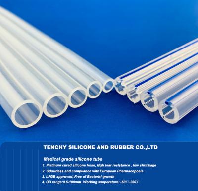 Cina Tubo di silicone di grado medico Tubo di tubo di silicone trasparente USP Classe VI Livello in vendita
