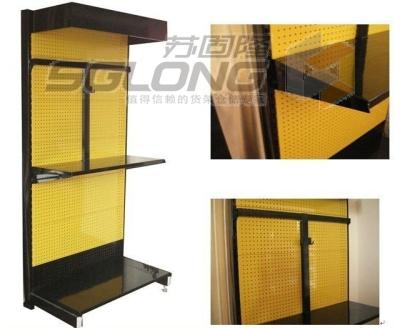 China Lighting Box Header Supermarket Display Racks , Metal Shop Shelving Perforated Back for sale