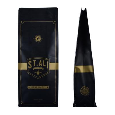 China Wholesale Flat Bottom Aluminum Foil Coffee Resealable Ziplock Bags With Valve Custom Printed for sale