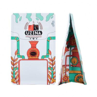 China Food Grade Flat Bottom Paper Resealable Ziplock Bags For Coffee Bean Packaging Custom Printed for sale