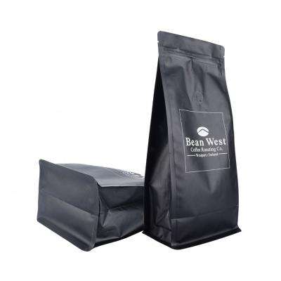 China Flat Bottom Coffee Beans Packaging Food Ziplock Bags With Valve Custom Printing for sale