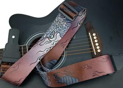 China Guitar strap color printed electric guitar accessories bass shoulder strap Chinese totem dragon wood guitar strap polyes for sale