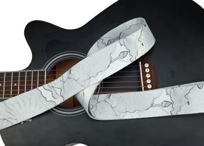 China Guitar strap black or white lotus sketch 2
