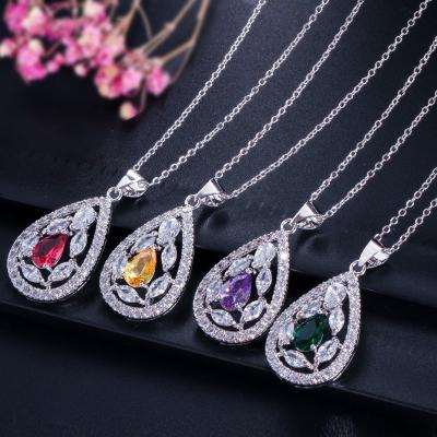Китай CZ charm pendant necklace dainty jewelry Water Drop Necklace and Earring Sets Big Wedding Jewelry Sets For Brides продается