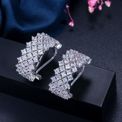 Китай Sparkling Color Zirconia Hoop Earrings Paved Full Crystal Circle Earrings Luxury Women CZ Earring Jewelry продается