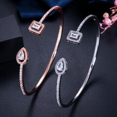 Китай New Trendy Cubic Zirconia  Bracelets Bang Jewelry Silver Color Leaf Charm CZ Crystal Female Bracelets Bangles for Women продается