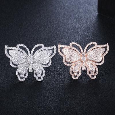 China Fashion Colorful Butterfly CZ Gold Ring For Women Girls Fashion Engagement Wedding CZ Crystal Finger Ring Party Jewelry for sale