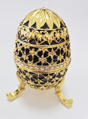 China Decorative Earring Ring Trinket Holder Box Hand Painted Faberge Egg Style Hinged Jewelry Storage Case for Home Ornament for sale