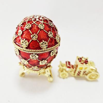 Китай Decorative Earring Ring Trinket Holder Box Hand Painted Faberge Egg Style Hinged Jewelry Box Case for Home Ornament продается