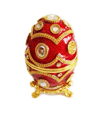 Китай Handmade Enamel Faberge Easter Egg Jewelry box Luxury Blue Faberge Easter Egg Russian Royal Case Jewellery Box Holder продается