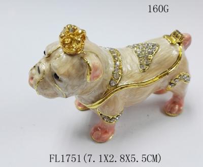zinc alloy happy dog shaped metal jewelry box  Dog metal jewelry box