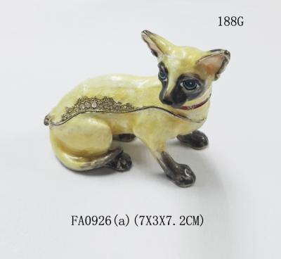 China dog alloy jewelry box decorative metal keepsake box fashion trinket box home decorative for sale