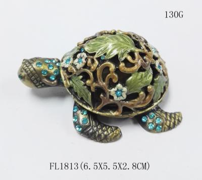 China Turtle Custom exquisite turtle shape pewter animal trinket jewelry box for sale