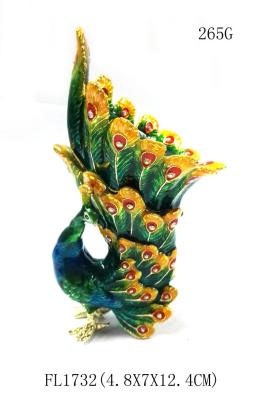 China Bird metal trinket box Peacock treasure box metal jewelry box for sale