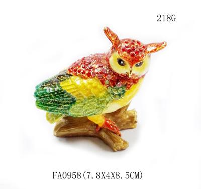 Китай bird metal jewelry box owl bird trinket boxes owl alloy animal trinket jewelry box продается