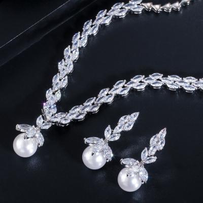 Китай Pearl Necklace Set Earrings Rings Women CZ Wedding Jewelry Sets 2021 NewWedding Jewelry Sets продается