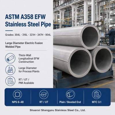China ASTM A358 EFW Stainless Steel Pipe TP304L/TP316L Class 1 Double-Welded for High-Temperature and Large-Diameter Piping for sale