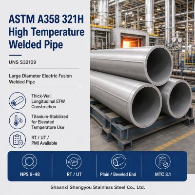 China ASTM A358 TP321H EFW Stainless Steel Pipe Class 1 Titanium Stabilized High Carbon for High Temperature Creep Service for sale