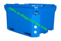 China Rotomolded 600L Blue Insulated Fish Container for Seafood Processing for sale