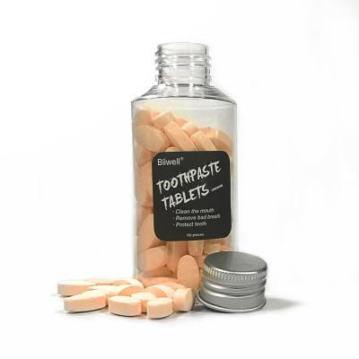 Cina I denti naturali della menta dell'etichetta privata che imbiancano riduce in pani un dentifricio in pasta riutilizzabile di 60 conteggi per accamparsi in vendita