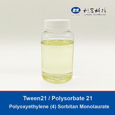 China Tween 21 Polysorbate 21 Polyoxyethylene 4 Sorbitan Monolaurate Fatty Acid Esters Surfactant for sale