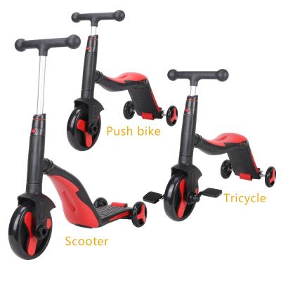 China Most Popular New Kids China Manufacturer 3 In 1Kids Scooter  push Bike Children Tricycle Red Blue Pink Yellow for sale
