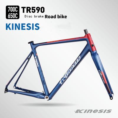 China 7046 High Grade Alumium 700c 650c C Disc Brake Road Bicycle Frame with Fork 142*12mm Thru-Axle Inner Cable Routing for sale