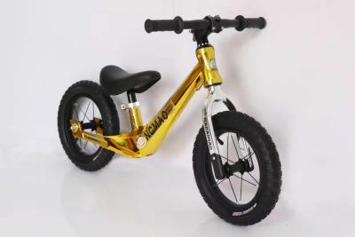China 2021 New Model 12inch Magnesium Alloy Baby Push Bike Children Balance Bike Electroplating Gold for sale