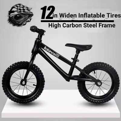 China 12“  High Carbon Steel Three Triangle  Children Balance Bike  Toddler Push Bike  2-6 Years Black for sale