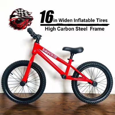China 16“  High Carbon Steel Three Triangle  Children Balance Bike  Toddler Push Bike 6-8Years Red for sale