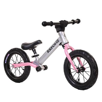 China 12in High Carbon Steel  Children Suspesnion Balance Bike  Balance Bike For Kids Silver-pink for sale